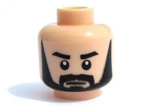LEGO - Minifig, Head Beard Black Full, Thick Black Eyebrows - Light ...