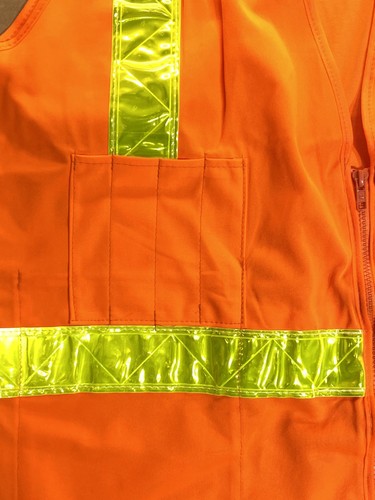Reflective Orange Safety Vest ANSI Class 2 Level 2, Zipper ERB Men's ...