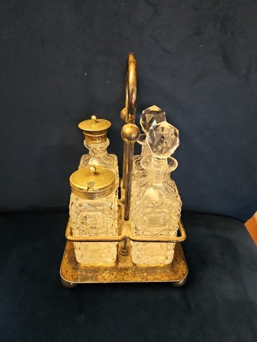 Antique Crystal CRUET SET 4 Crystal Bottles S | eBay