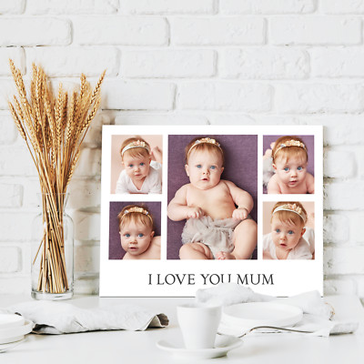 Personalised Photo Collage Canvas Print Framed Custom A2 A3 A4 Ready to ...