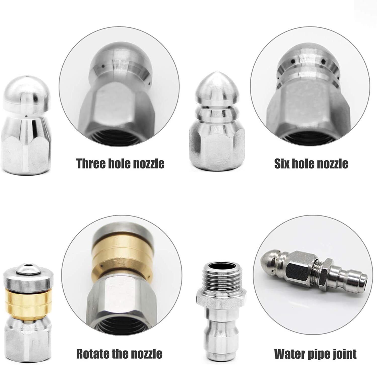 High-Pressure Sewer Jetter Drain Cleaning Nozzle Tips Kit For Pressure ...