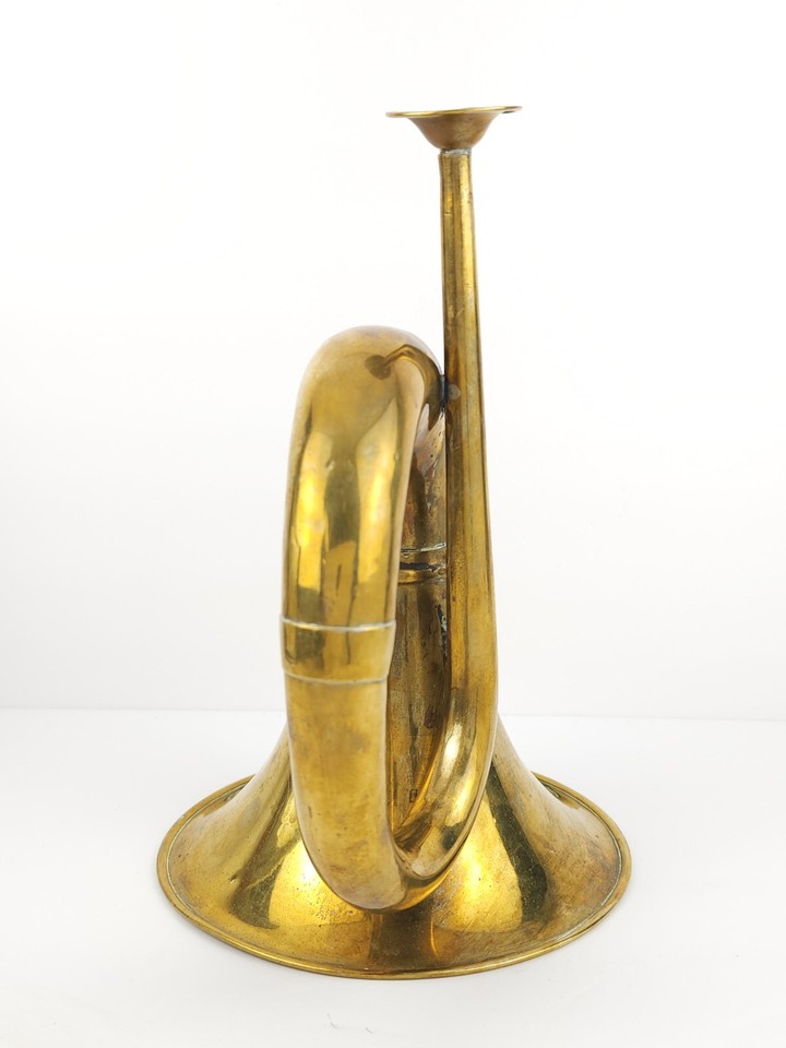 Vintage Brass Tone Metal Horn Short Bugle 6" Wide Bell Wind Musical ...