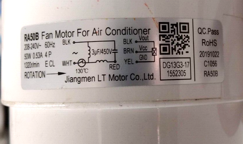 RoHS RA50B A/C Fan Motor 20191022 208 240V | eBay