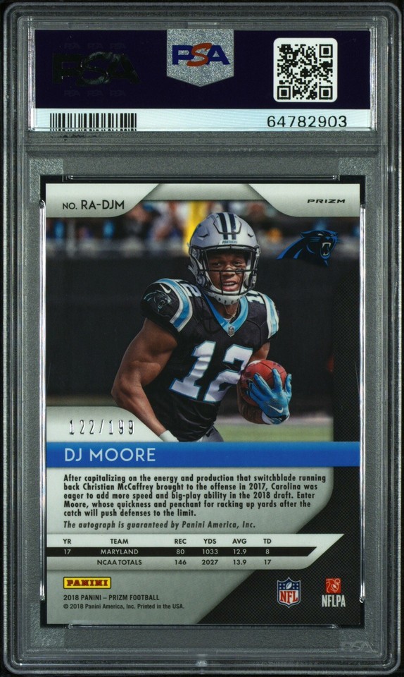 2018 Panini Prizm DJ Moore Rookie RED WAVE AUTO /199 SP PSA 9 #DJM RC ...
