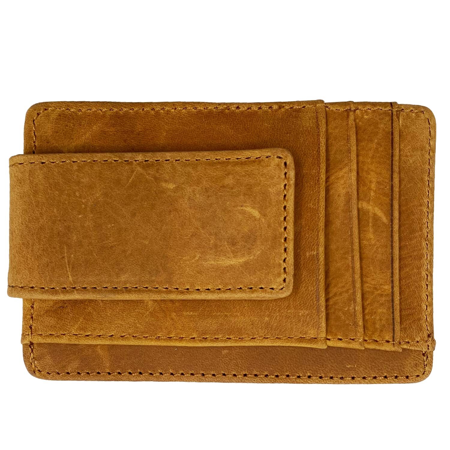 Money Clip RFID Front Pocket Wallet Men Leather Slim Minimalist Wallet ...