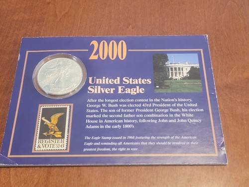 2000 Silver Eagle plaque & stamp Longest Election In History Ebays Only ...