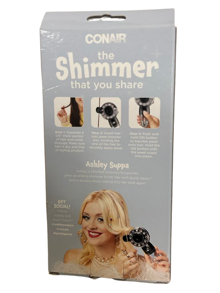 Conair Quick Gems Hair Styler Bejeweler 2 Discs 30 Gems Shimmer Hair 6. ...