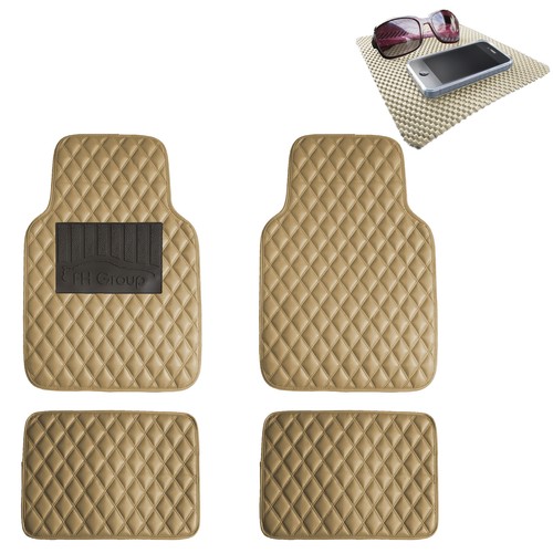 Diamond Pattern Floor Mats Leather For Car SUV Van Beige w/ beige Dash ...