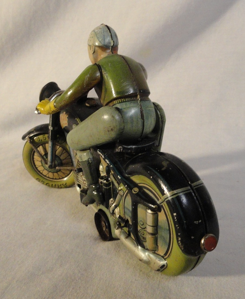 LOOK! 1950`S ARNOLD MAC 700 GERMAN TIN WIND-UP MOTORCYCLE TOY STILL ...