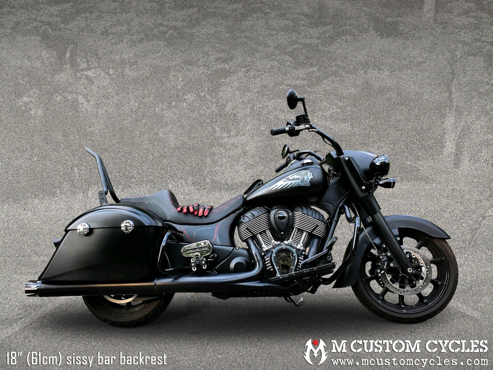 18" Sissy Bar Passenger Backrest for Indian Springfield, Indian Chief ...