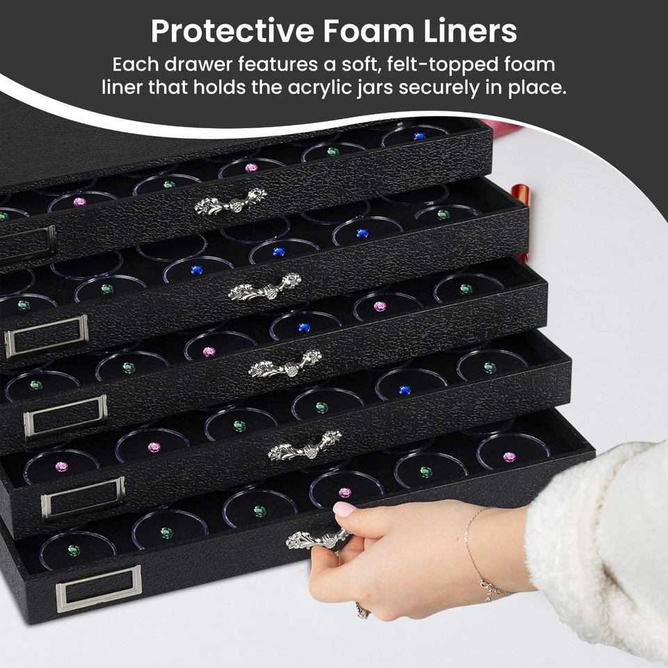 Novel Box 5 Drawer Jewelry Hobby Gem Organizer Display Case with Gem ...