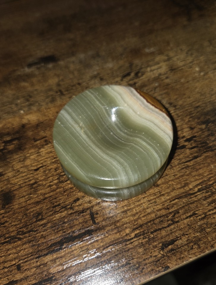 Decorative Polished Green Banded Onyx Stone Small Trinket Box Dish ...