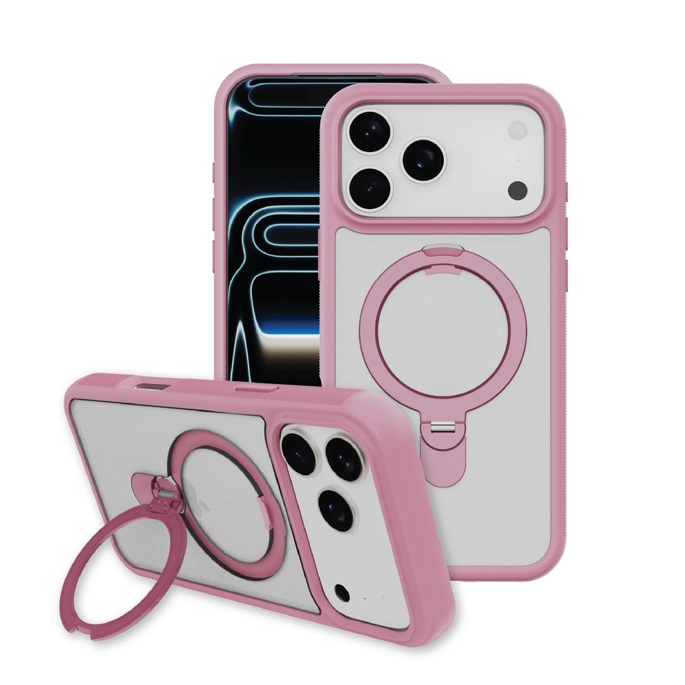 MagSafe Phone Case with Kickstand Pink Frosted Clear | eBay UK