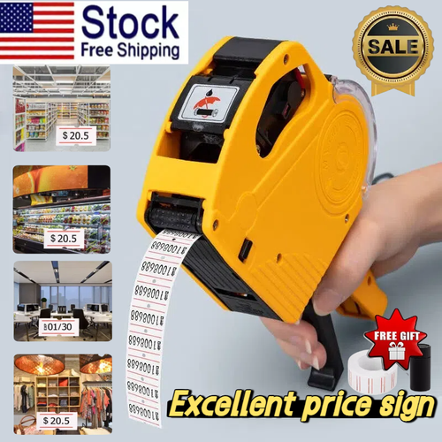 Labeling Machine 8 Digit Price Tag Gun With 600 Sticker Labels & 1 Ink ...