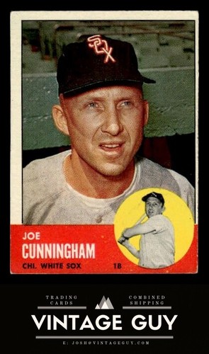 1963 Topps #100 Joe Cunningham Vintage Chicago White Sox Baseball Card ...