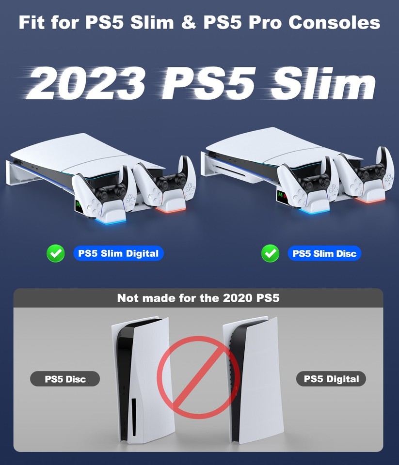 PS5 Controller PS5 Horizontal Stand Charging Stand for PS5 Pro/PS5 Slim ...