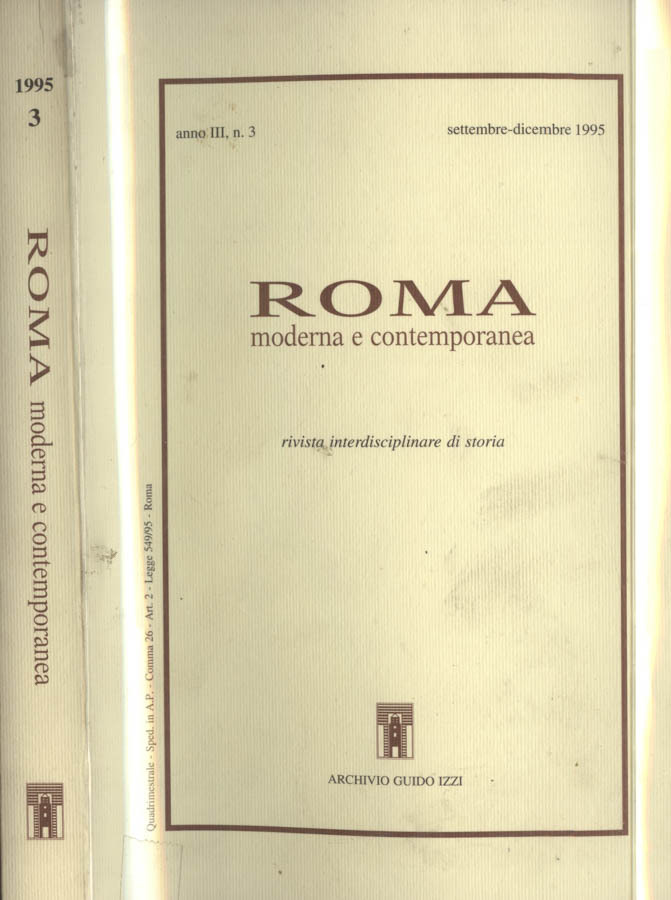 Roma moderna e contemporanea (anno III, n. 3). rivista ...