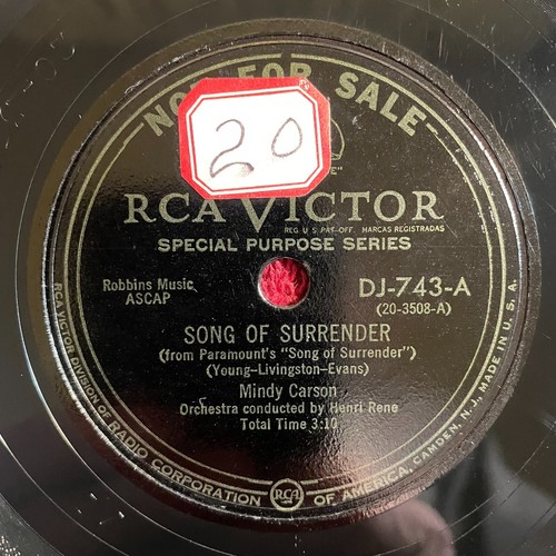 MINDY CARSON RCA Victor DJ-743 PROMO 78rpm (Pop, Vocal, 1949) | eBay