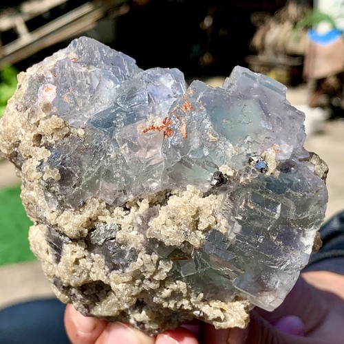 1.1LB Rare transparent blue cubic fluorite mineral crystal sample | eBay