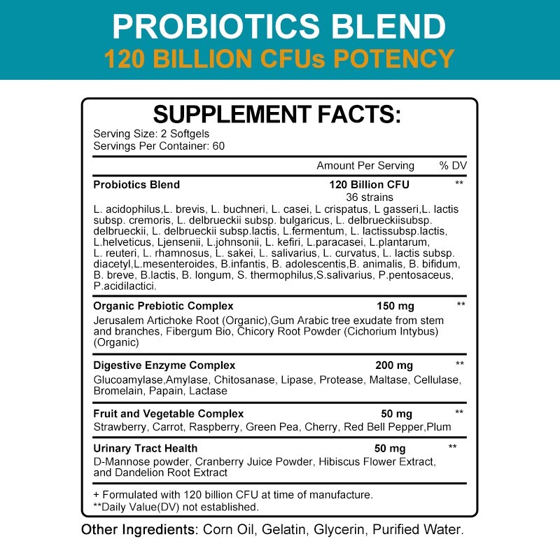 Probiotics 120 Billion CFU 36 Strains Capsules Support Immune ...