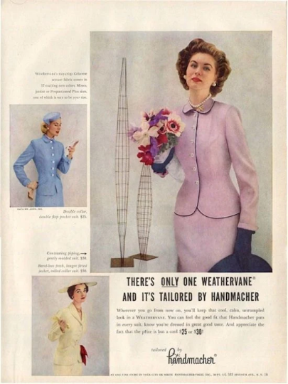1940s-1950s Women's Fashion Ads Vintage Business Suit Office Art ...