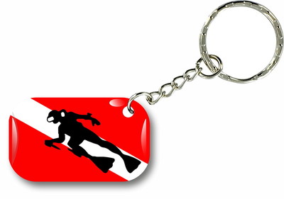 Keychain key ring keyring car motorcycle home scuba diver dive men flag ...