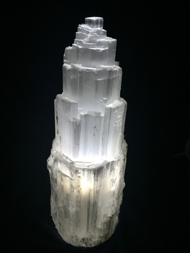 XL Selenite Tower Lamp " White Natural Crystal Light 16" Extra Large ...