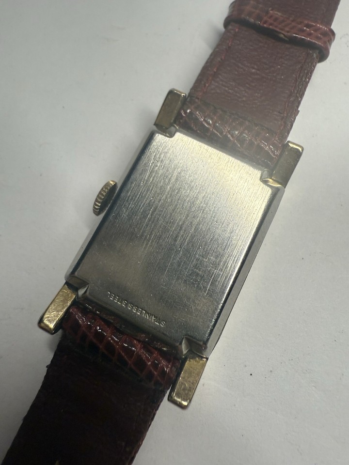 VINTAGE LATHIN STONE ACCENT DIAL & CASE MEN'S TANK WATCH, RUNS,17J ...