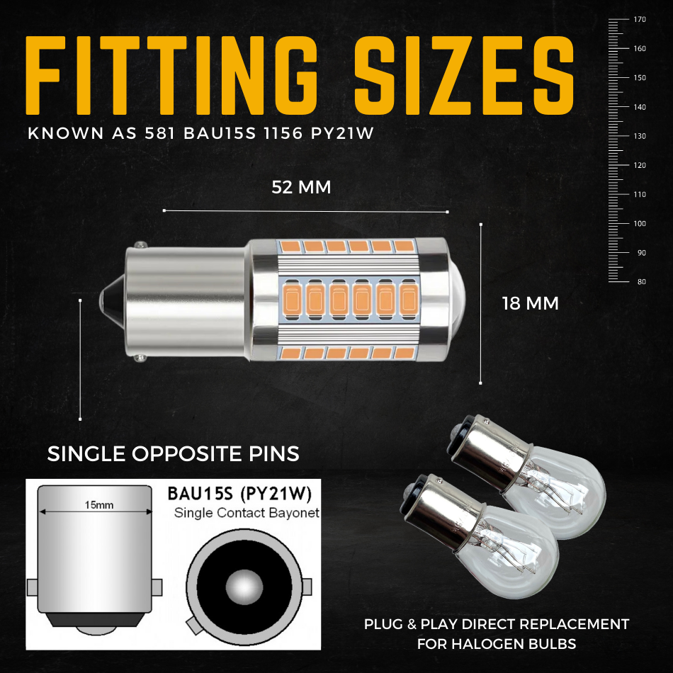 581 Bau15s Py21w Led Indicator Amber Xenon Light Bulbs Signal 1156 Car ...