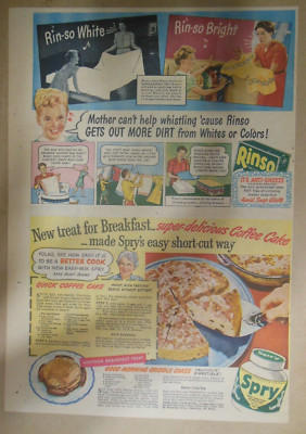 Spry Shortening Ad: Quick Coffee Cake Recipe ! 1940's Size: 11 x 15 ...