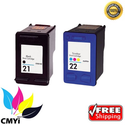 Replacement Black Color Ink Cartridges for HP 21 22 Tri-Color Cartridge ...