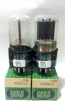 Matching Date National Union 6X5 GT Vacuum Tubes Tested New On ...