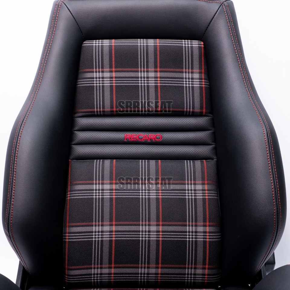 Authentic Recaro LSB VW GTI Red Tartan Seat Trim | Leather | Adjustable ...