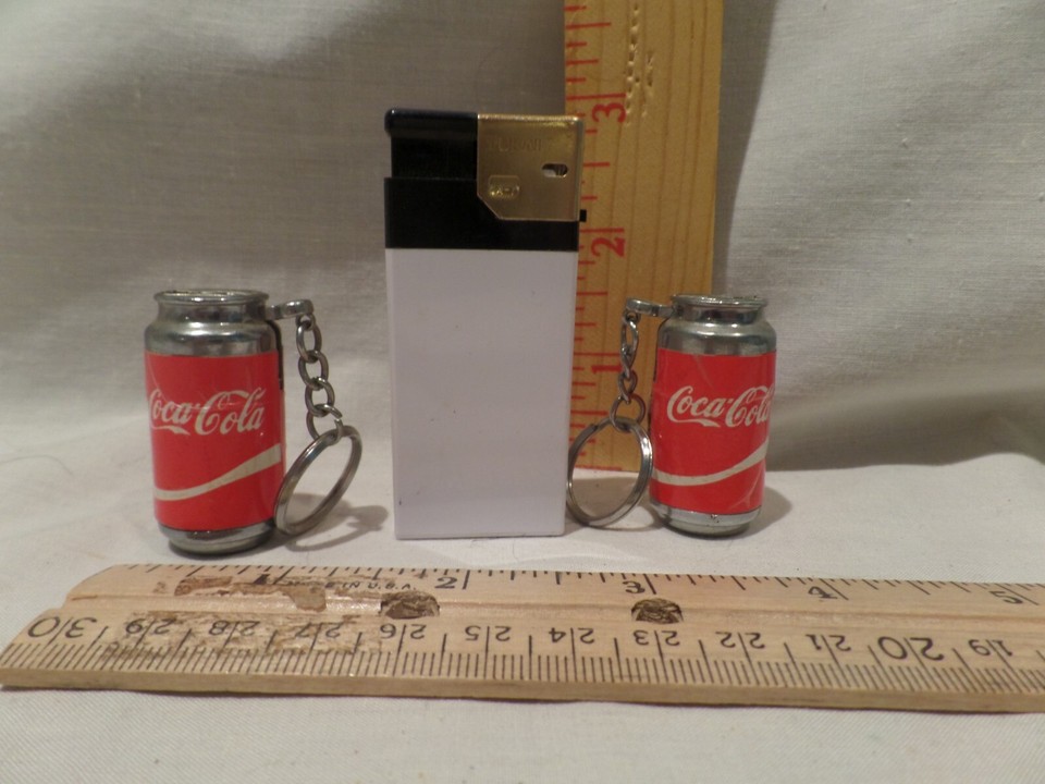 "COCA-COLA" VINTAGE LIGHTER & KEY RING "COKE" CAN SHAPED & 1 RECTANGLE ...