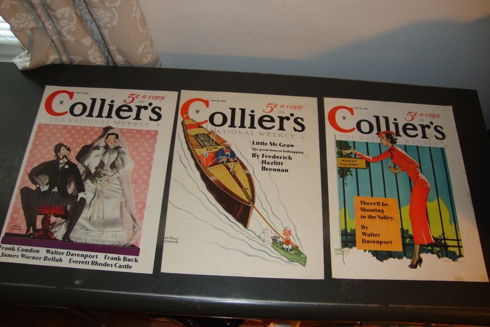 LOT OF 32 COLLIERS MAGAZINE FRONT COVERS ONLY 1930 1931 1932 1933 1934 ...
