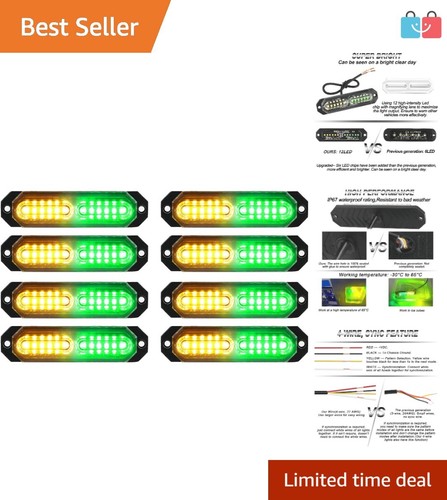 High-Intensity 12-LED Strobe Lights with 26 Modes for Emergency Vehicle ...