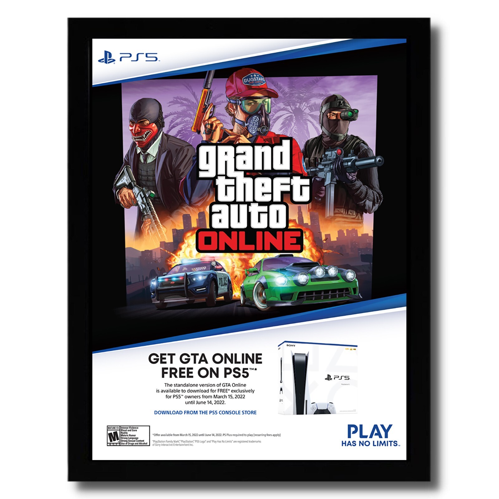 2022 Grand Theft Auto Online Framed Print Ad/Poster PS5 Official GTA ...