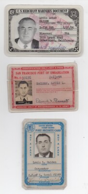 Three 1940s-60s ID Cards and National Maritime Union dues Book San ...