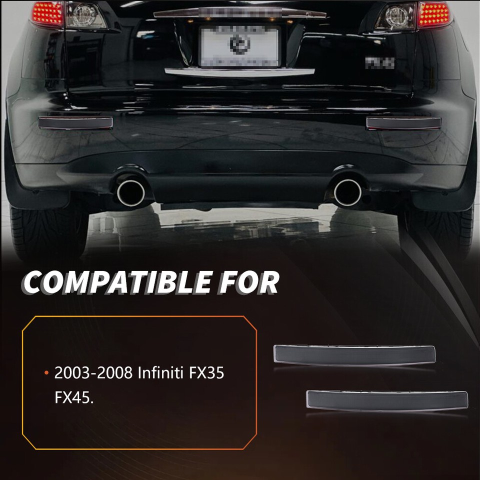 2X Smoke Lens Rear Bumper Tail Reflector Lights For 2003-2008 INFINITI ...