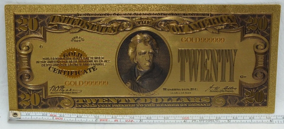 24K Gold-Plated Foil Note Currency Bill Paper Money Novelty Famous Cash ...