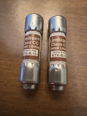 🔥Bussman Limitron KTK-R-15, 15A 600VAC Fuses, Lot (2), Used, Free Ship ...