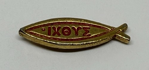 Ichthys Ichthus Greek Letter IXOYE Christian Fish Religious Lapel Pin ...