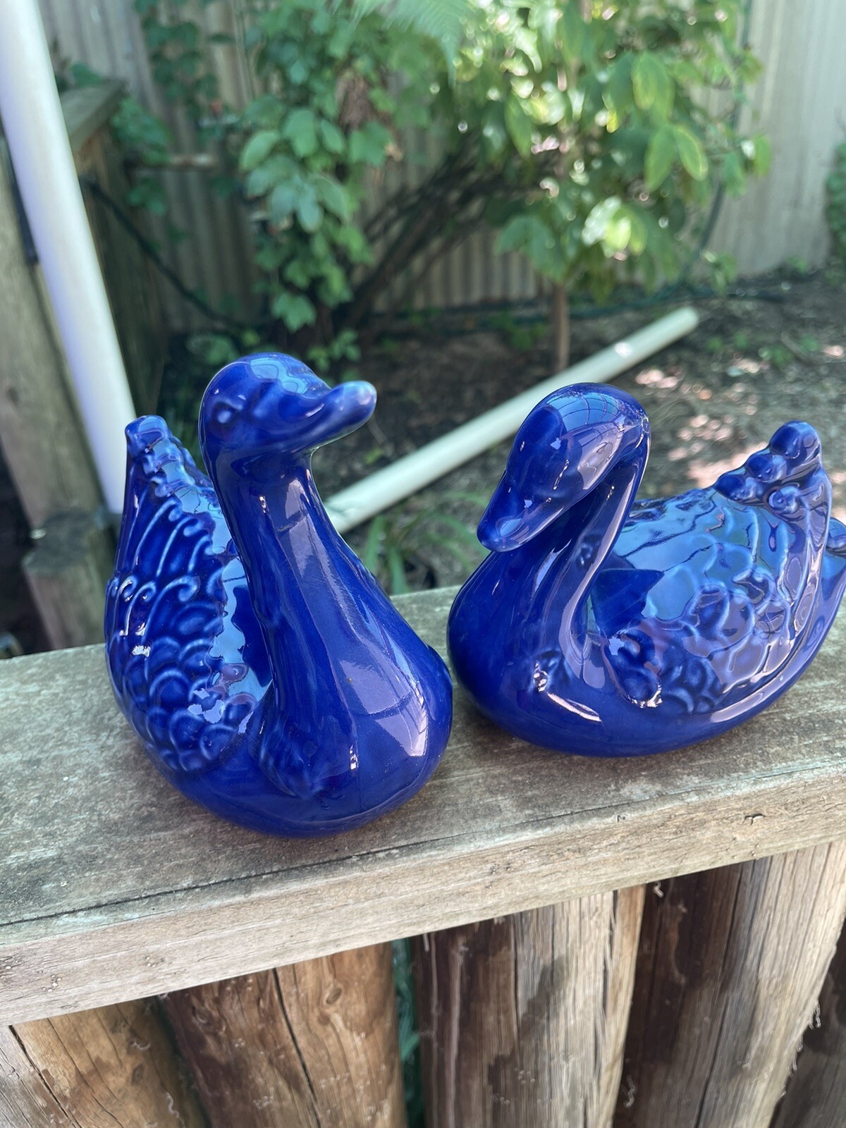 Retro Ceramic Blue Swans X 2 14cm Tall X 20 Long | eBay