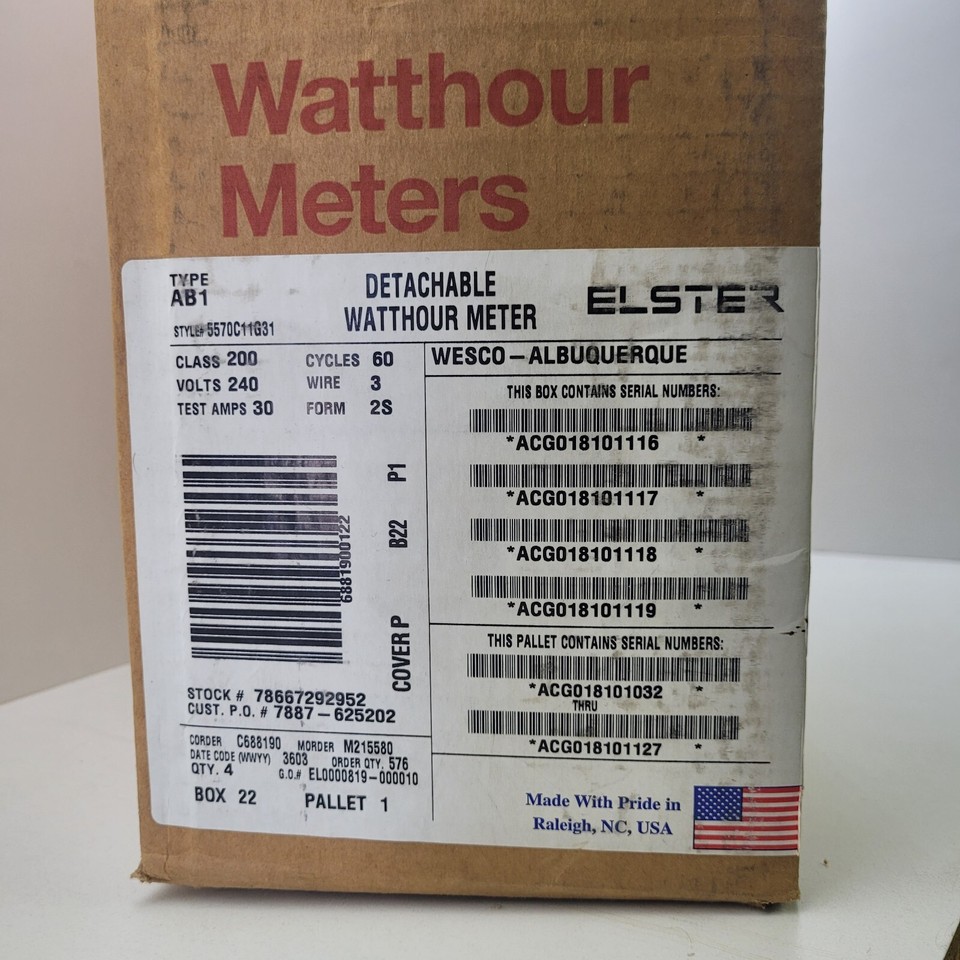 4 NEW Elster AB1 Watthour Meter Class 200 Volts 240 Cycle 60 Form 2S | eBay