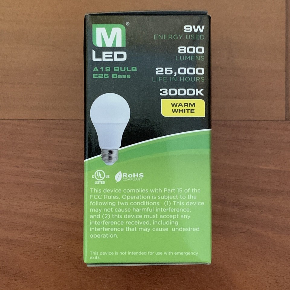 50-Pack 60W Replacement 9W LED Bulbs 800L Warm White 3000k A19 Dimmable ...