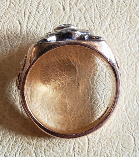 Vintage Estate 14K Yellow Gold and Diamond Masonic Shriner Ring *see ...