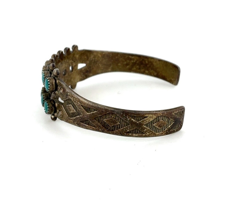 Vintage Native American Snake Eyes Turquoise Sterling Silver Child Cuff ...