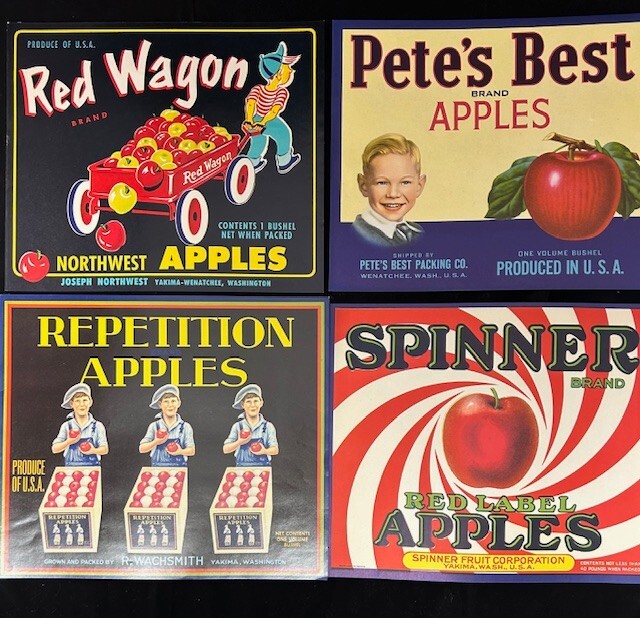 Vintage Apple Crate Labels Set of 4 | eBay