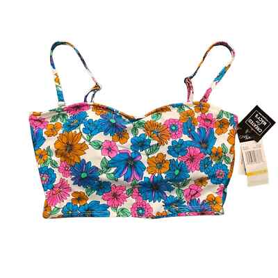 CALIFORNIA WAVES Women's Wall Paper Floral Long-Line Bandeau Top ...