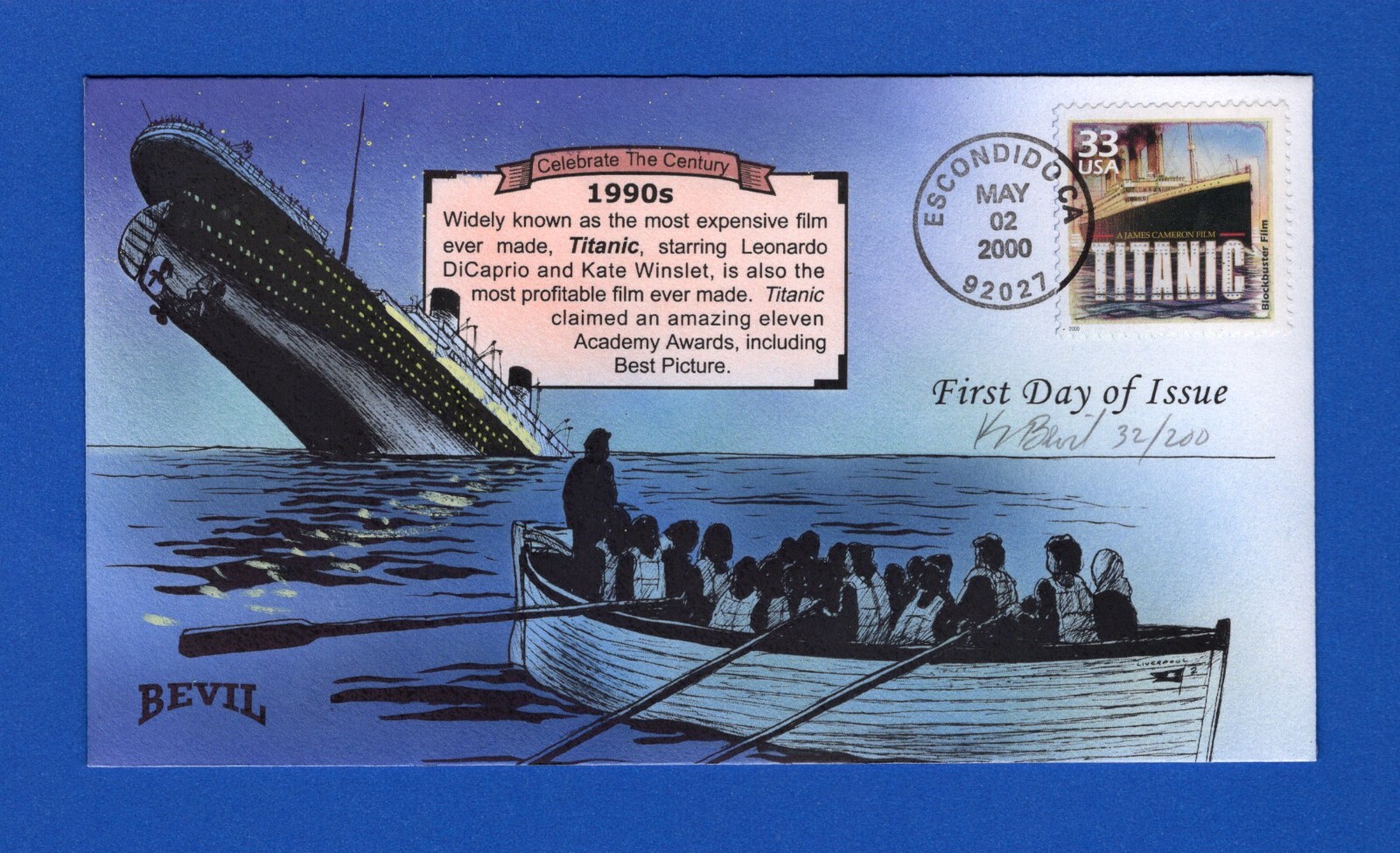 Scott 3191l The Movie Titanic 1990s CTC HP FDC by Bevil Main Lot 200 ...